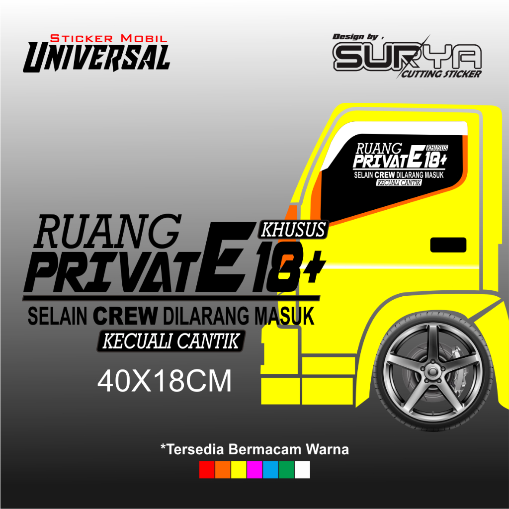 Jual stiker kaca mobil truk pick up ruang private kata kata | Shopee ...