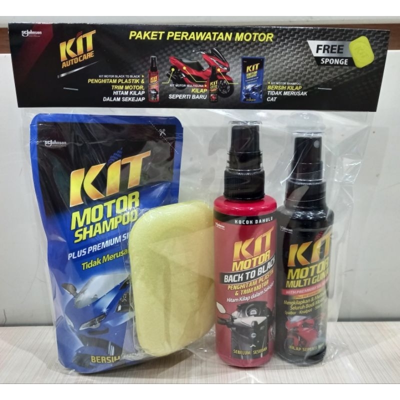 Jual paket kit shampoo motor 200ml , kit back to black motor 115ml ...