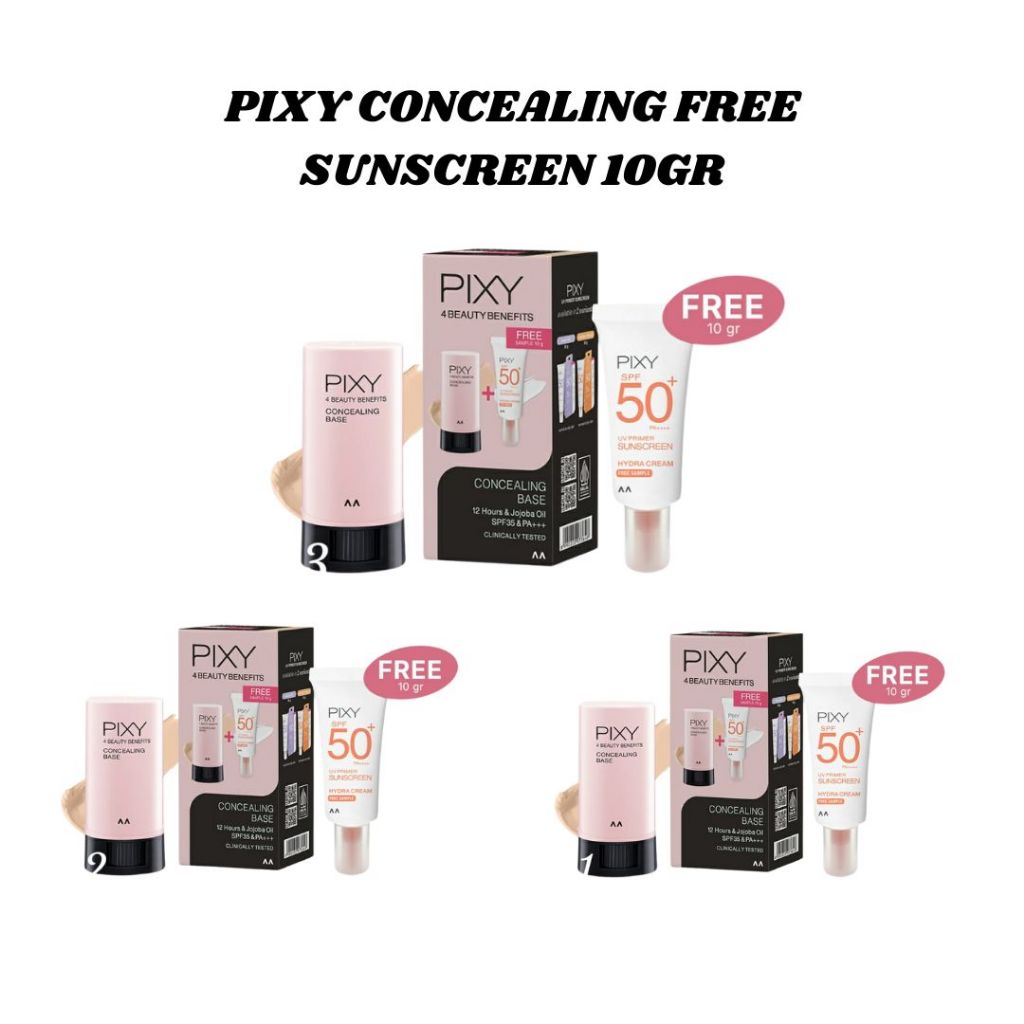 Jual PIXY CONCEALING BASE 3 VARIAN FREE SUNSCREEN HYDRA 10GR ~ ORIGINAL ...