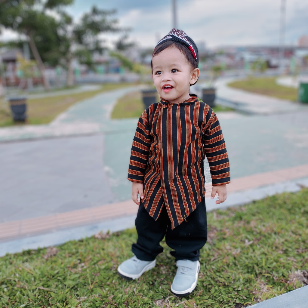 Jual Setelan Baju Adat Jawa Tenun Lurik Anak Laki laki SD Tk | Shopee ...