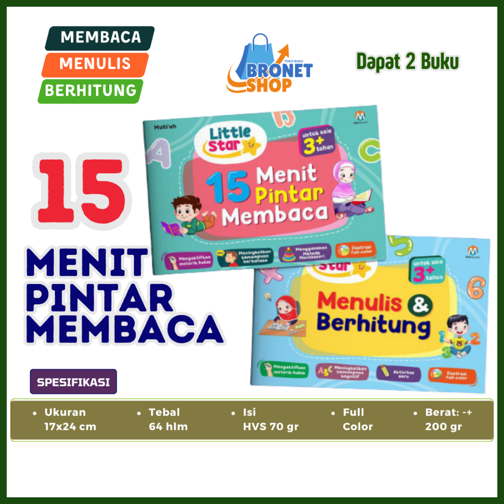 Jual Little Star 15 menit Pintar Membaca Buku Belajar Menulis Berhitung ...
