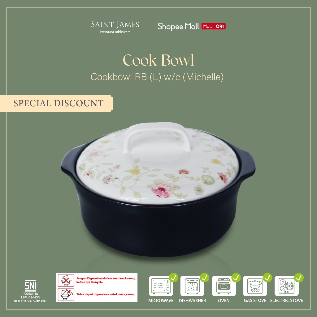 Jual Saint James Cook Bowl RB M With Cover (Michelle) | Shopee Indonesia