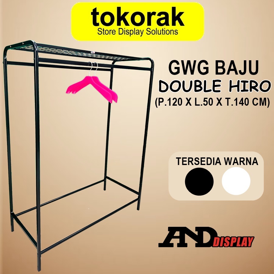 Jual GAWANG BAJU DOUBLE HIRO + RAM 120 X 30 CM RAK STANDING MULTI DISPLAY BAJU SULING PIPA KOTAK ...