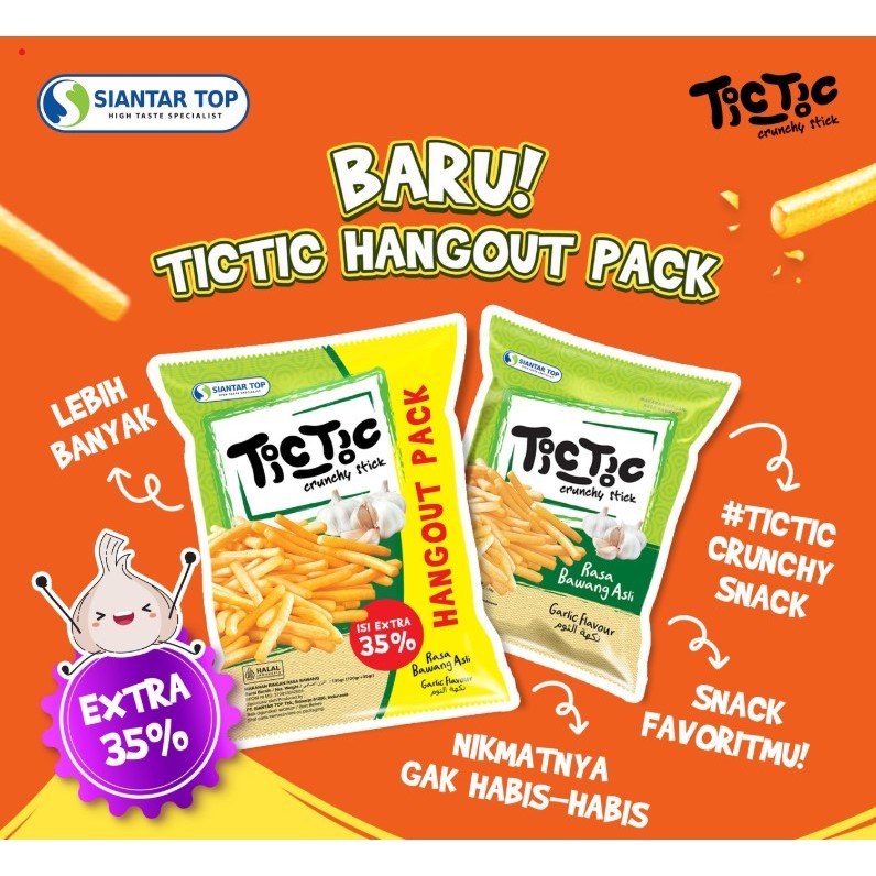 Jual Siantar Top Tic Tic Crunchy Stick Garlic Flavour Hangout Pack | Shopee Indonesia