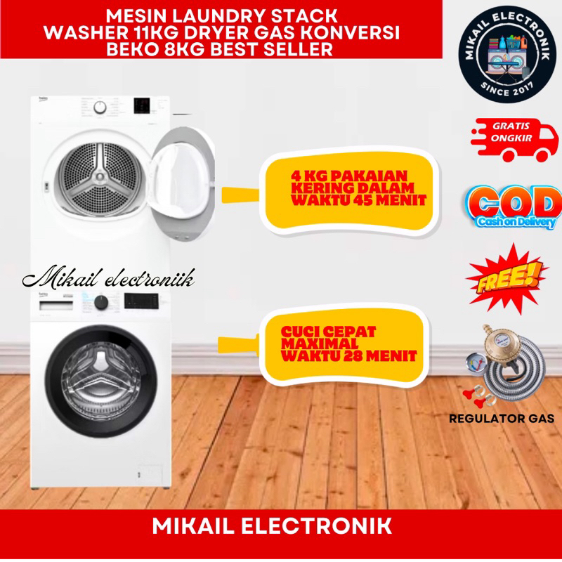Jual PAKET STACK LAUNDRY MESIN CUCI BEKO 11 KG DRYER GAS 8 KG | Shopee ...