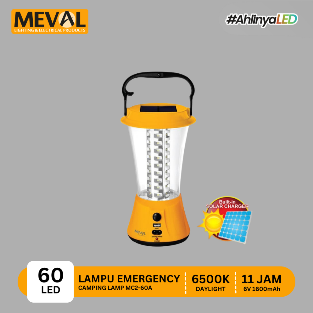 Jual MEVAL Lampu Camping Emergency 60 LED + Solar Panel Surya - Putih ...