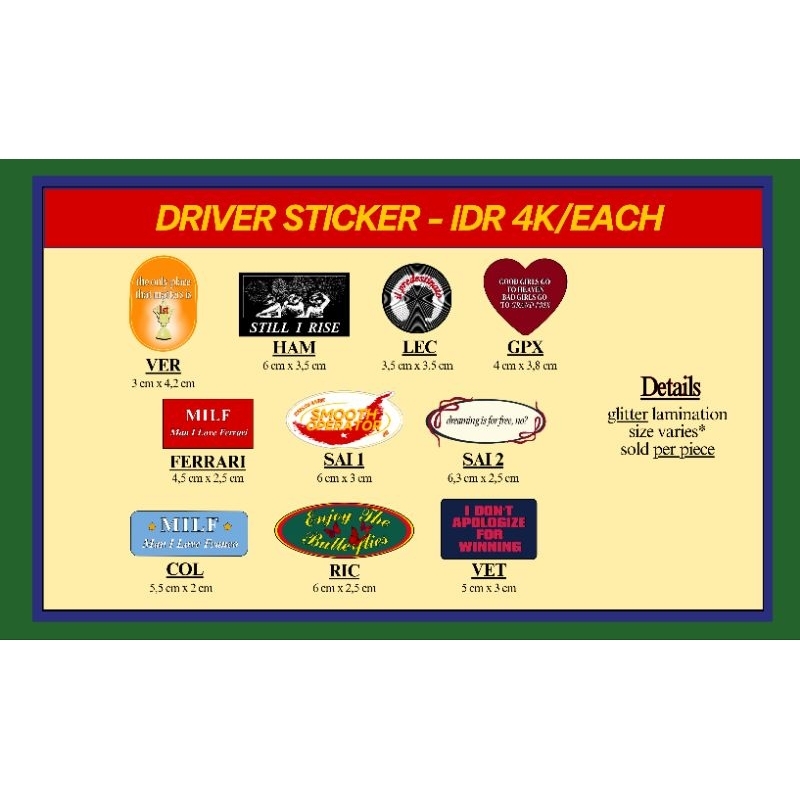 Jual f1 fanmade / formula stickers | Shopee Indonesia