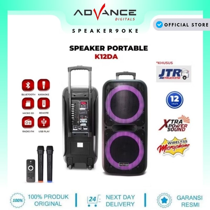 Jual advance k12d speaker portable meeting 12inch free mic wireless 12" hifi bluetooth speaker ...