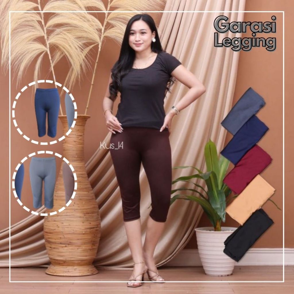 Jual Legging Pendek 3/4 Wanita HW Import Warna Legging Jumbo Fitto 80Kg ...