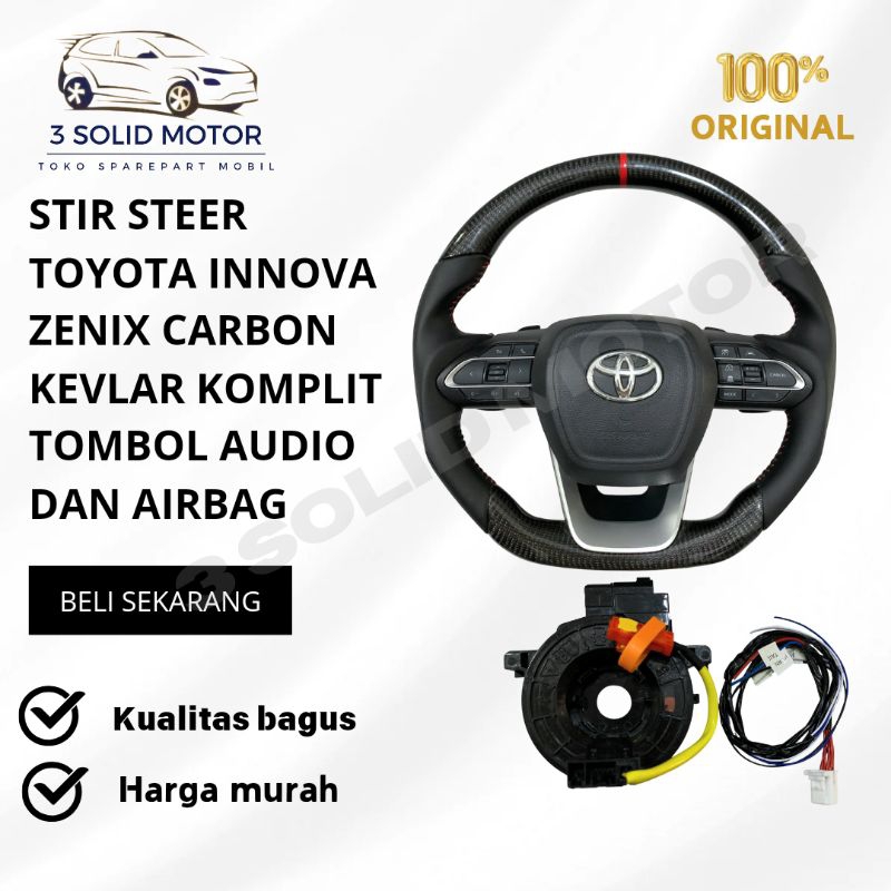 Jual STIR STEER TOYOTA INNOVA ZENIX CARBON KEVLAR KOMPLIT TOMBOL AUDIO ...