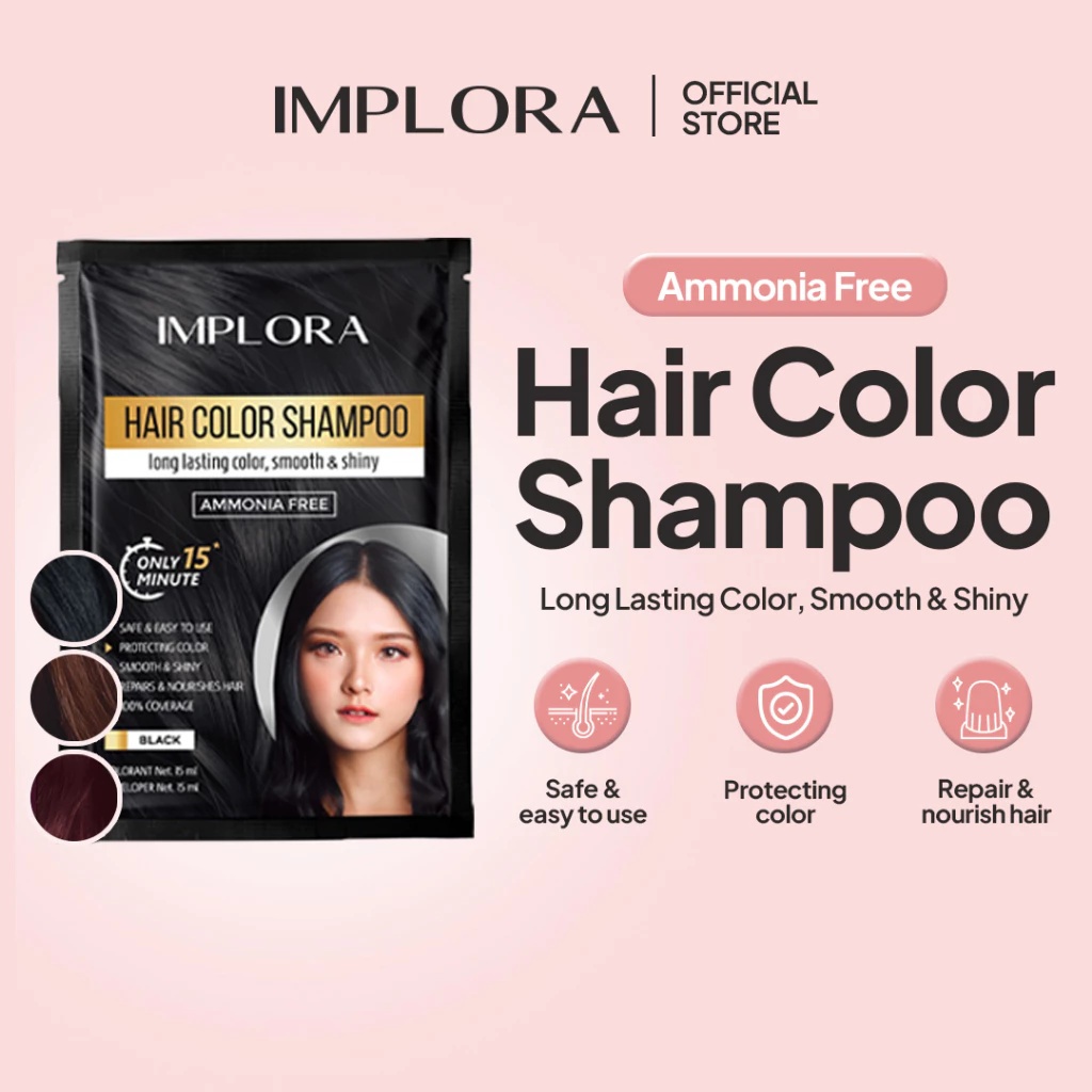 Jual Implora Hair Color Shampoo | Black | Brown | Dark Brown | Shampoo ...