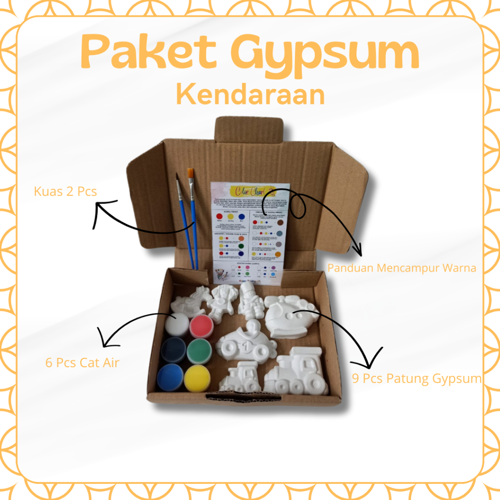 Jual Paket Patung Lukis Gypsum DIY Anak Tema Kendaraan Hewan Laut ...