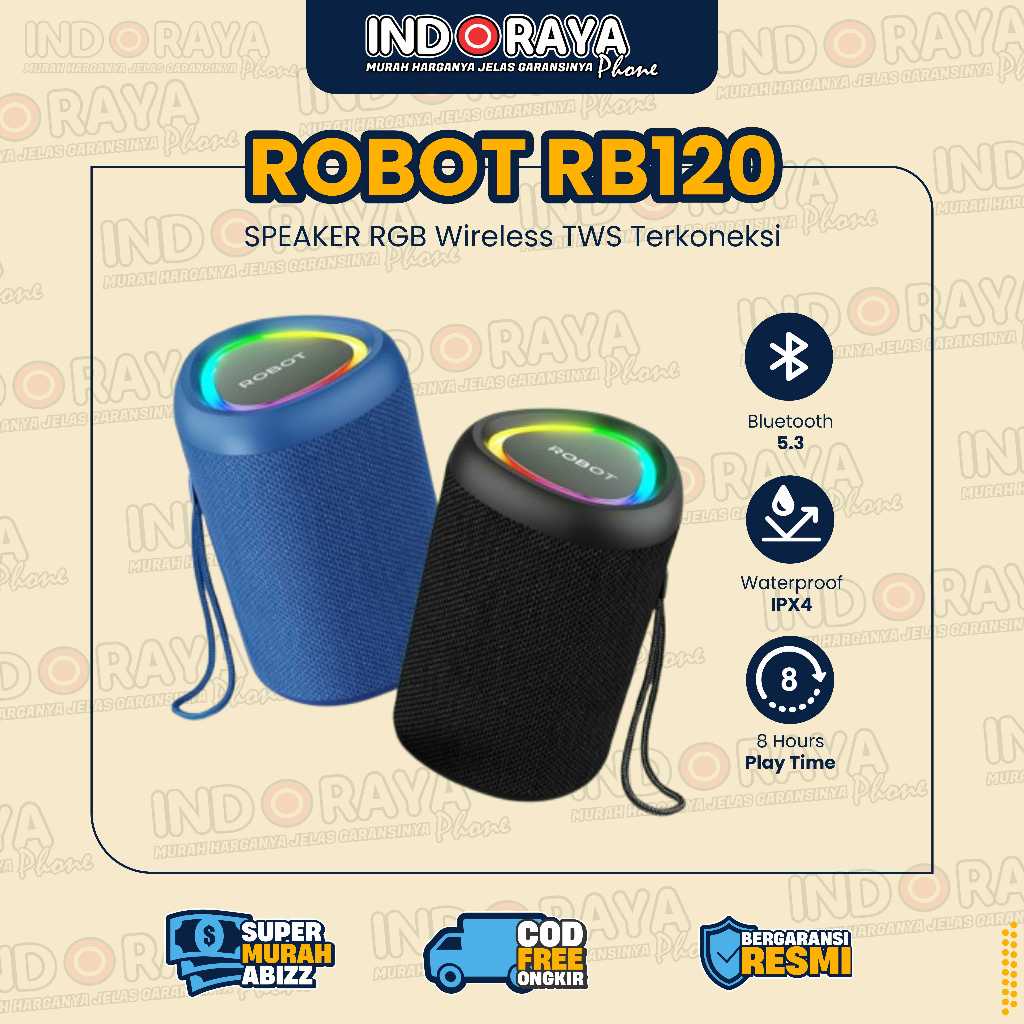 Jual ROBOT Speaker RB120 Bluetooth 5.3 RGB Waterproof IPX4 1200mAH ...