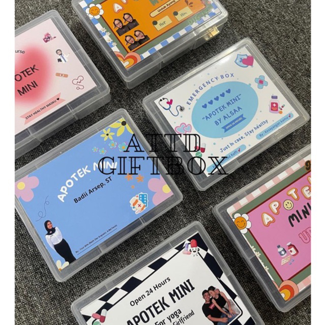 Jual READY (1 Hari jadi) CUSTOM BOX APOTEK MINI BOX 6 SEKAT + STIKER ...