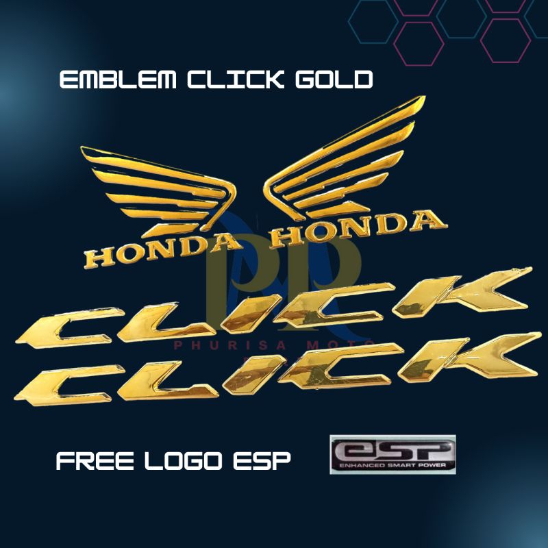 Jual EMBLEM LOGO TIMBUL CLICK DAN SAYAP GARUDA GOLD / EMBLEM CLICK GOLD ...