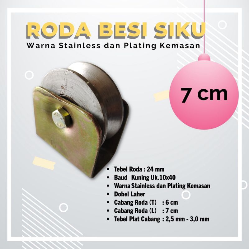 Jual Roda pagar Besi AS ASLI Ukuran 7cm / Bentuk Rel Siku / RODA SUPER ...