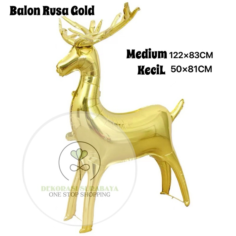 Jual Dekorasi Natal Balon Foil Rusa Gold Fullbody Berdiri/ Tongkat ...