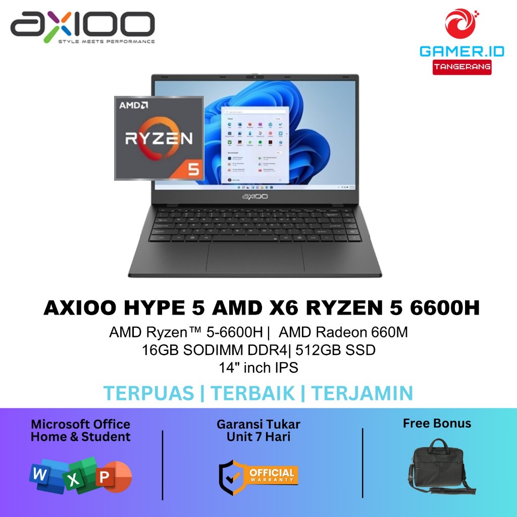 Jual (READY STOK)Laptop Axioo Hype 5 AMD X6 Ryzen 5 6600H ram 16gb ...