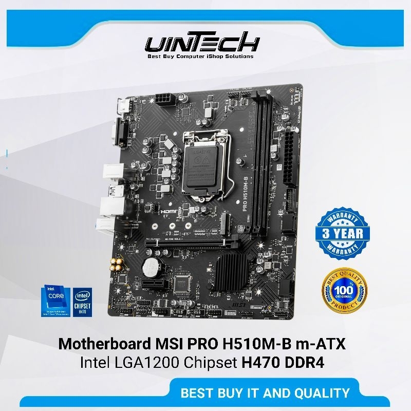 Jual Motherboard MSI PRO H510M-B m-ATX Intel LGA1200 Chipset H470 DDR4 ...