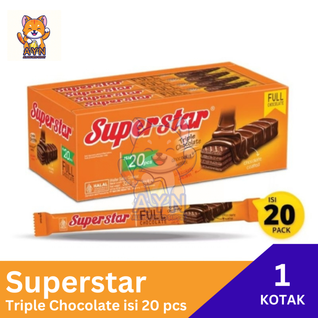 Jual Superstar Triple Chocolate Wafer 1 box isi 20 pcs | Shopee Indonesia