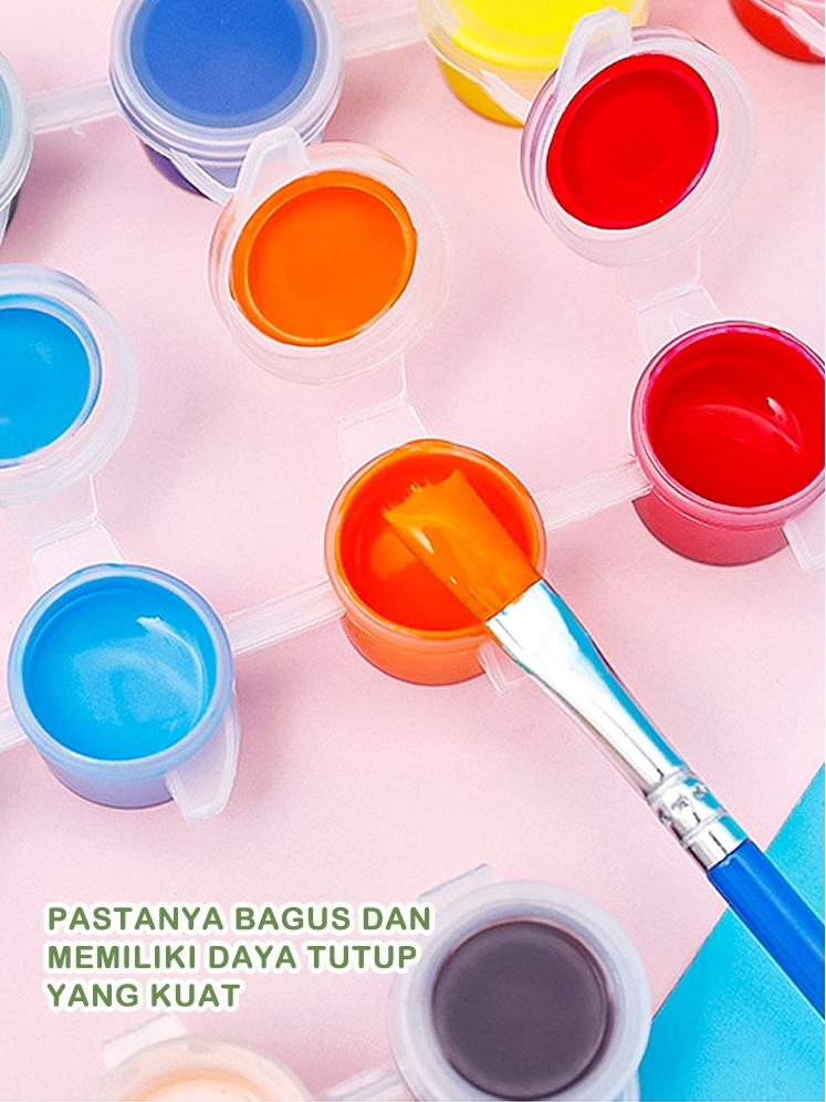 Jual Cat Akrilik Set 6 / 12 Warna Set Melukis / Cat untuk Kanvas Lukis ...