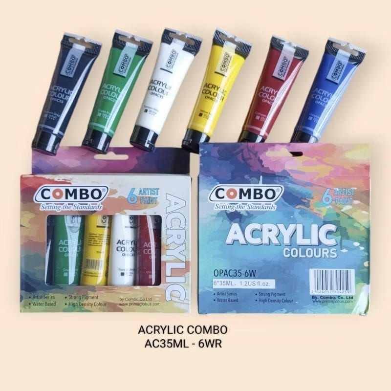 Jual CAT AKRILIK COMBO SET ACRYLIC PAINT COLOUR ISI 6 WARNA @ 35ml ...