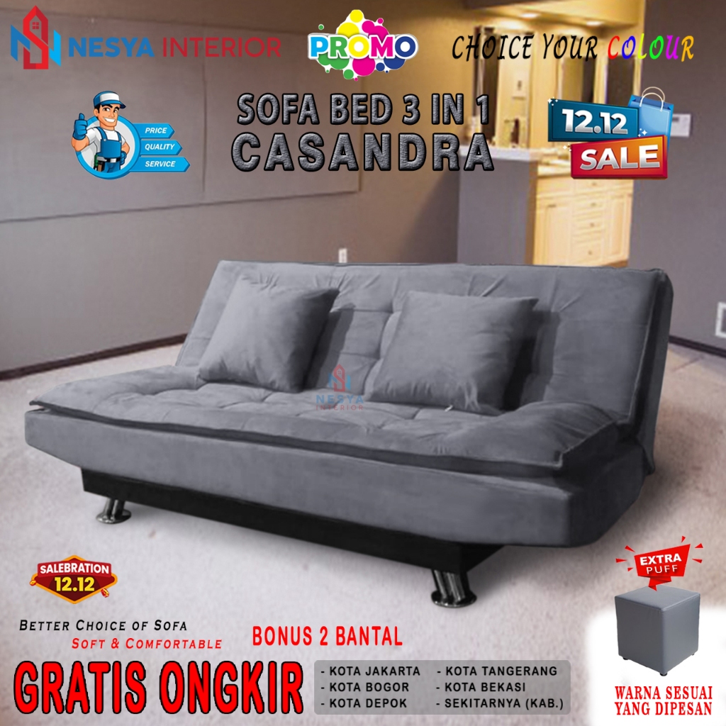 Jual SOFA BED CASANDRA + PUFF by NESYA INTERIOR | Shopee Indonesia