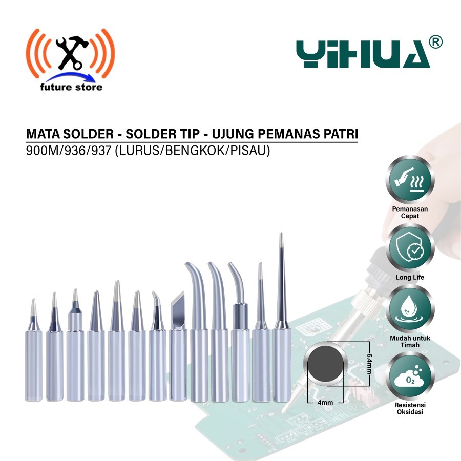 Jual YIHUA 900M/936/937 LURUS/BENGKOK/PISAU Mata Solder Station/Solder tip/Ujung pemanas patri ...