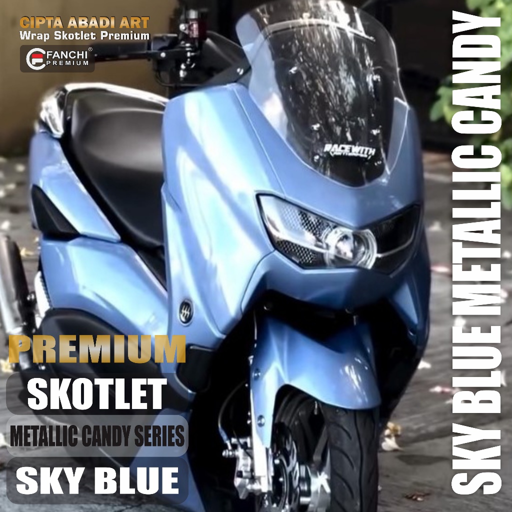 Jual stiker skotlet motor sky blue metallic candy premium product ...