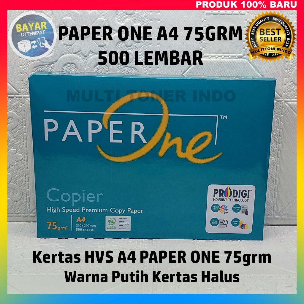 Jual Kertas Copy Paper HVS A4 75 Gram 1 Rim 210x297mm 500 Lembar PaperOne Kertas Halus Warna ...