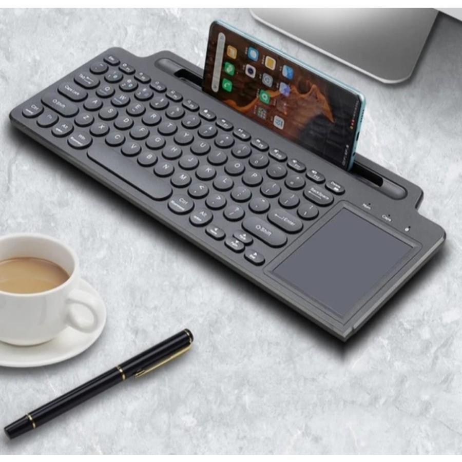 Jual Keyboard Wireless Bluetooth with Holder Stand Trackpad Smartphone ...