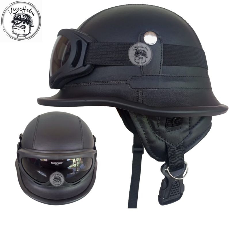 Jual HELM RETRO MILENIAL CHIP CRAZY HITAM/HELM KULIT HITAM/HELM KLASIK ...