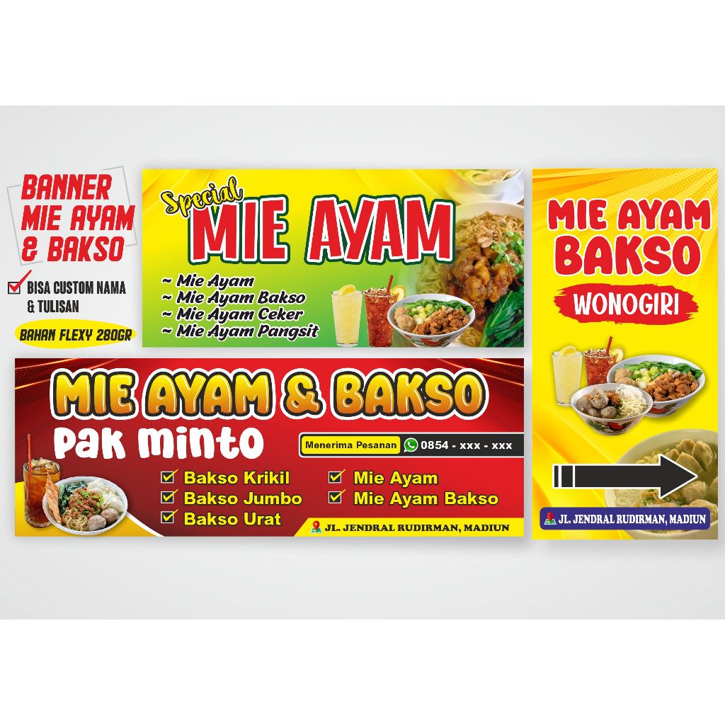 Jual Bisa Custom Desain dan Ukuran Banner Mie Ayam Banner Bakso Spanduk ...