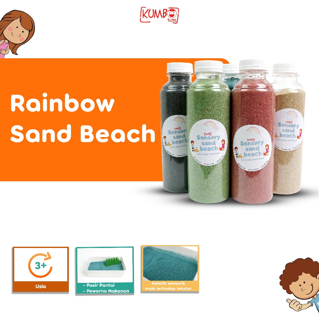 Jual Mainan Edukasi Anak Sensory Rainbow Sand Beach Pasir Pantai Warna ...