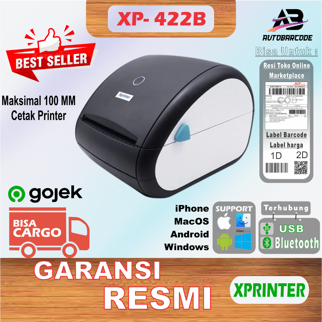 Jual Xprinter XP-422B Bluetooth Printer Label Barcode A6 Usb Stiker ...