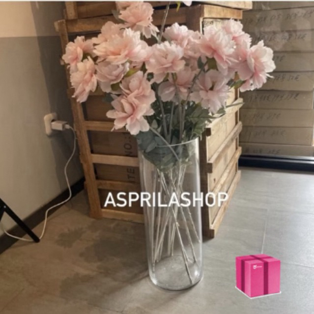 Jual Vas bunga kaca silinder tabung tinggi 40cm diameter 15cm vas bunga ...