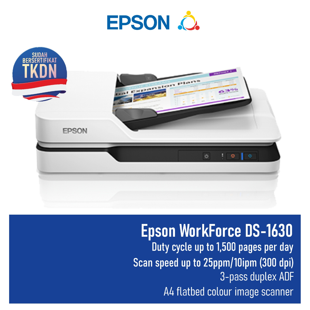 Jual Epson WorkForce DS-1630 TKDN A4 Flatbed Colour Image Scanner ...