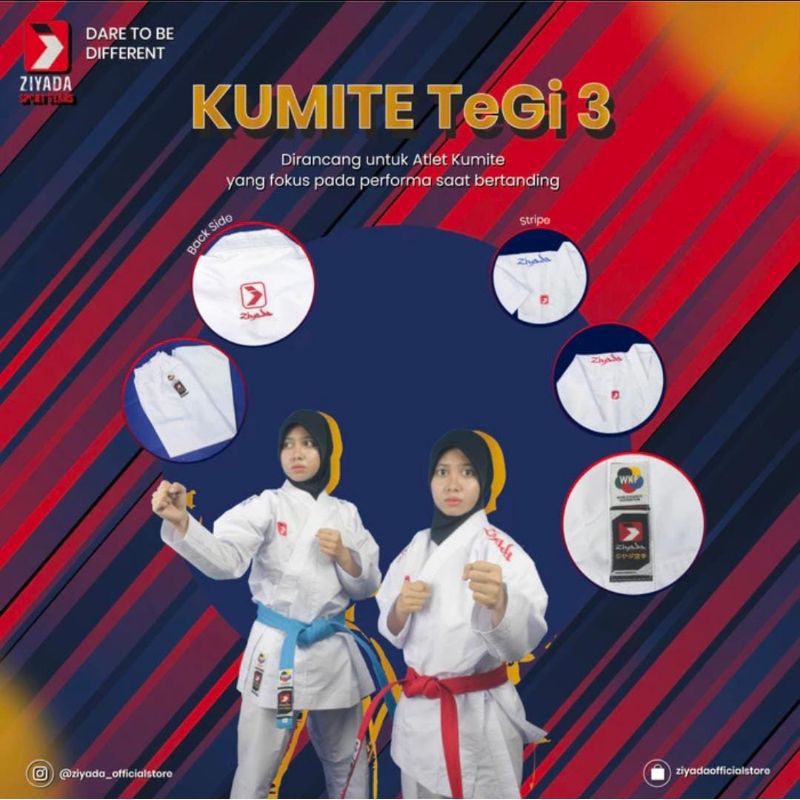 Jual Paket Baju karate kumite tegi 3 ZIYADA strip 2 baju 1 celana ...