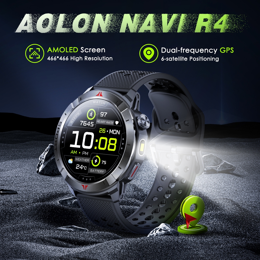 Jual Aolon Navi R4 Smartwatch Aomled AOD Dual-band GPS IP68 Panggilan ...
