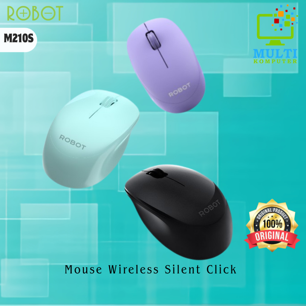 Jual ROBOT Mouse Wireless Silent Click Ergonomis garansi 1 tahun M210S ...