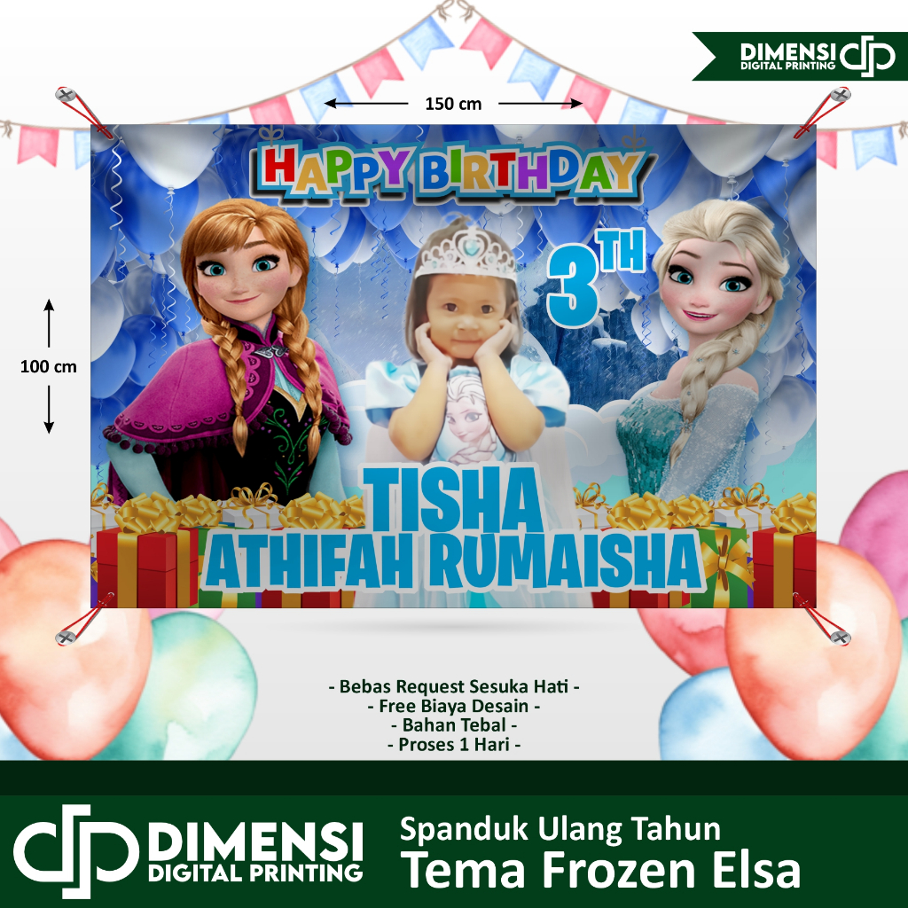 Jual spanduk ulang tahun anak tema FROZEN / spanduk ultah frozen ...