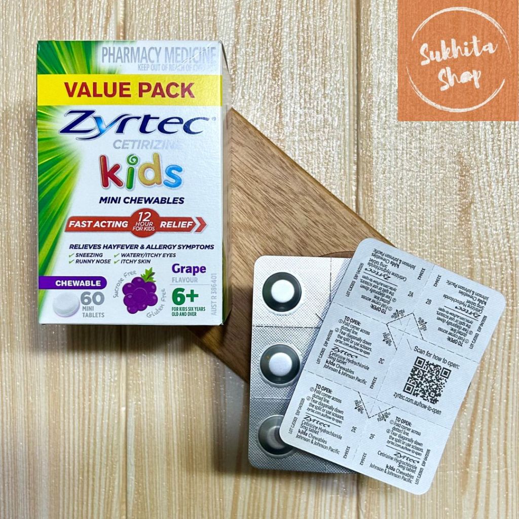 Jual Zyrtec Kids Chewable Australia Antihistamine Allergy & Hayfever ...