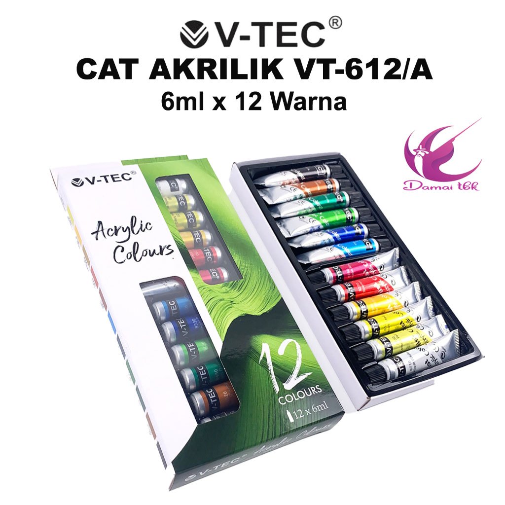 Jual V-Tec CAT Acrylic 12 x 6ml - V-Tec CAT AKRILIK SET 12 VT-612A VT ...
