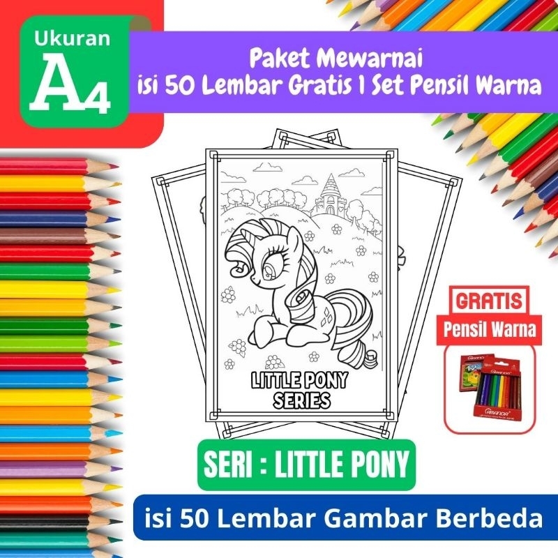 Jual [ EDISI LITTLE PONY -A4 ] Promo Termurah Paket Mewarnai Gambar isi ...