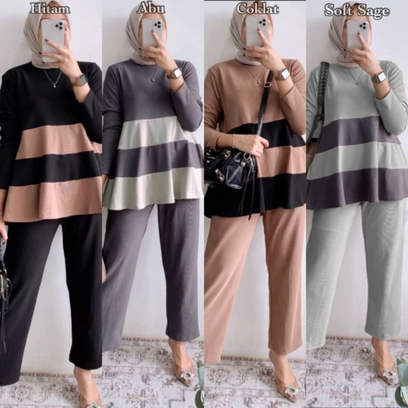 Jual One Set Dinara One Set Shakila Premium Outfit Kekinian Setcel ...