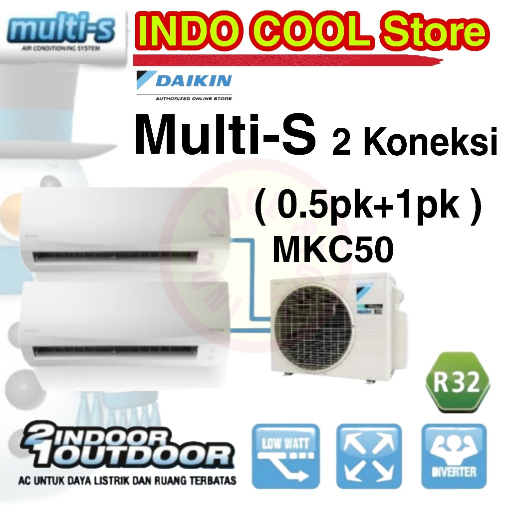 Jual Ac Daikin Multi S 2 koneksi MKC50 + 0.5PK + 1PK | Shopee Indonesia