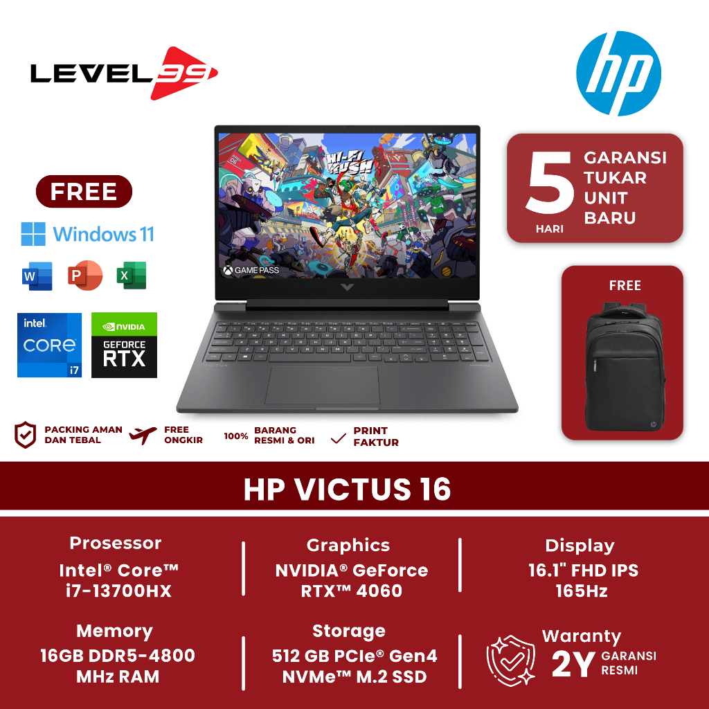 Jual Laptop Hp Victus 16-R0777Tx I7-13700Hx 16/1Tb Rtx4060 16.1Inch Fhd ...