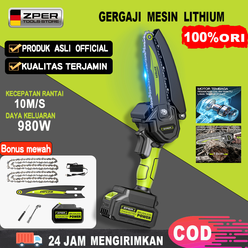 Jual 【ZP】ZPER 980W 6 / 8 Inch Gergaji Mesin Mini Pemotong Kayu Cordless ...