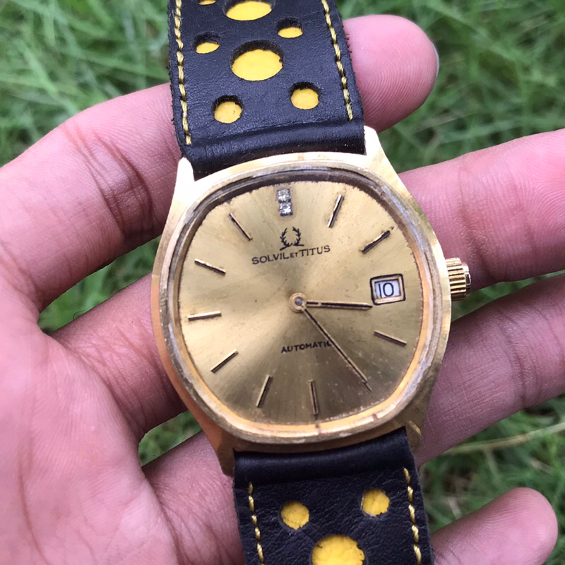 Jual jam tangan vintage Swiss sovil et Titus Automatic Gold jadul kuno ...