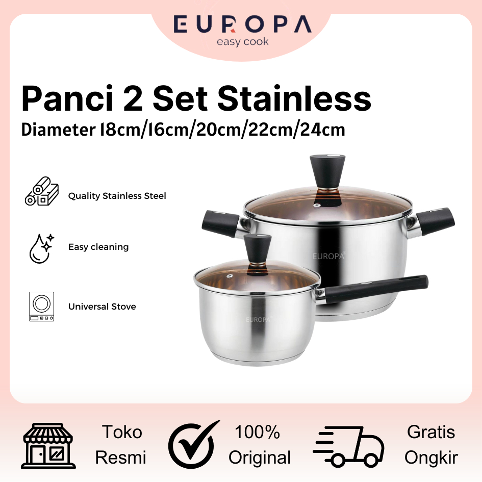 Jual Panci 2Set isi 4pcs Paket Hemat Stainless Steel Anti Karat Soup ...